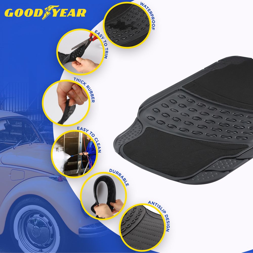 GOODYEAR 4 PC CARPET AND RUBBER MAT SET - Avron Direct