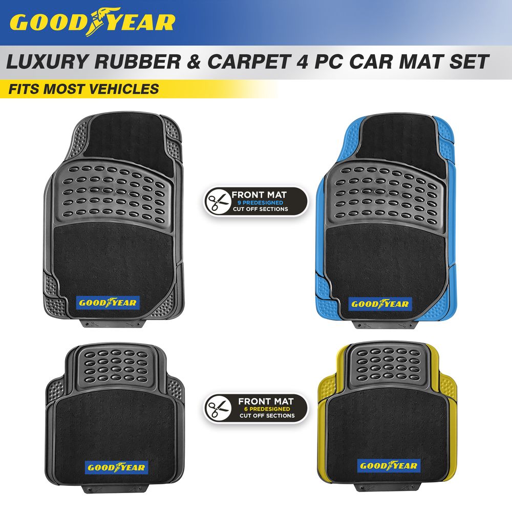 GOODYEAR 4 PC CARPET AND RUBBER MAT SET - Avron Direct